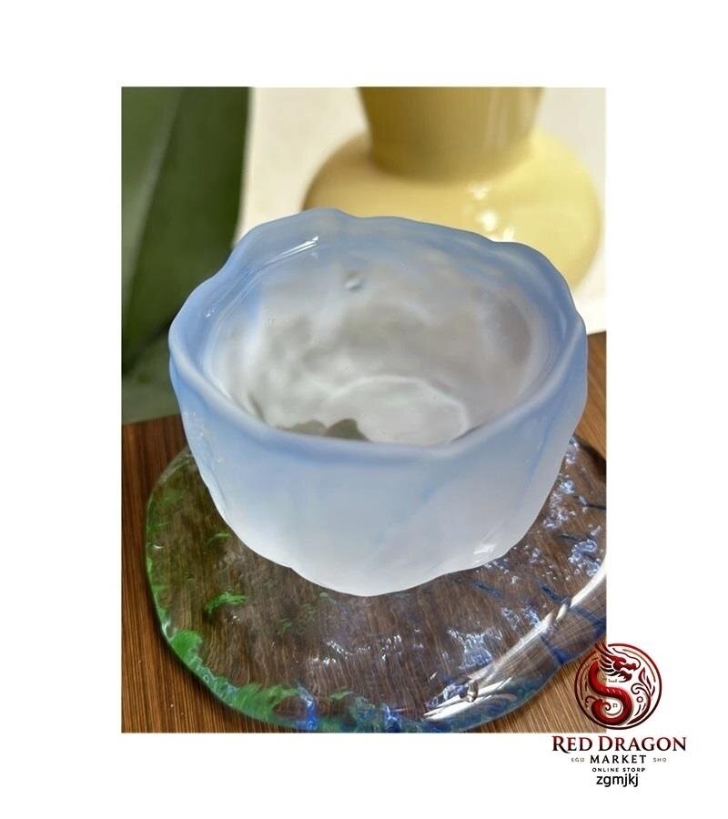 Чайная чашка из китайского ледникового хрусталя + подставки 60мл / Замороженная чашка сакэ