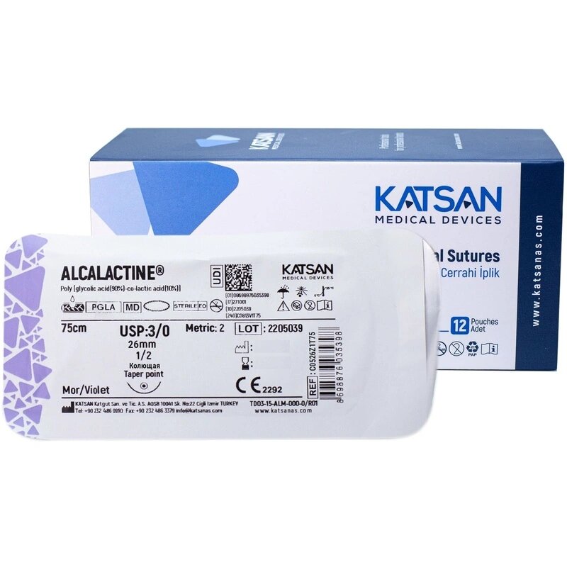 Шовный материал рассас. ALCADINONE 3/0 26 1/2 TAPER POINT кол 75 36 шт/уп