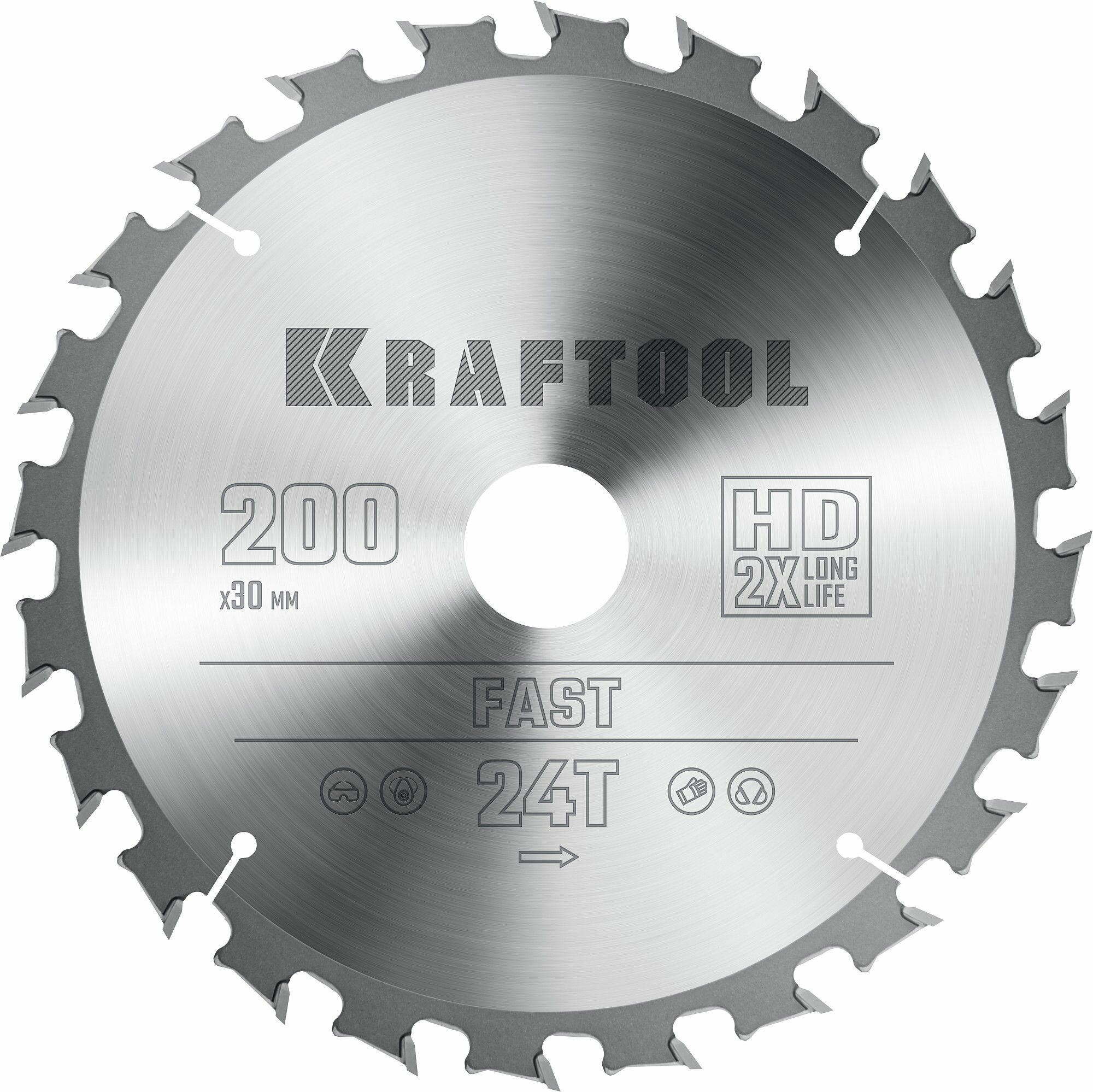 Пильный диск KRAFTOOL Fast, 200 х 30 мм, 24Т, для дерева 36950-200-30