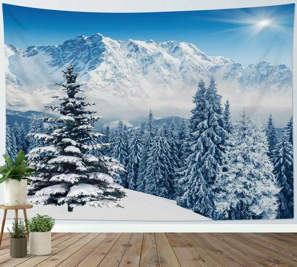 BeLOC Гобелен "зимний пейзаж лес снежная гора", 230 х 150 см