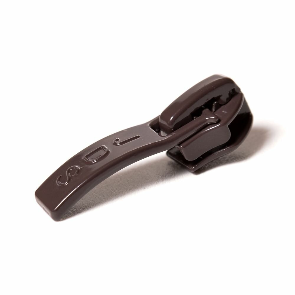 Бегунок для молнии Т7 (Собачка) усиленный 'Волна' коричневый металлический - для спиральных молний, одежды, сумок, ремонта, 2 шт.