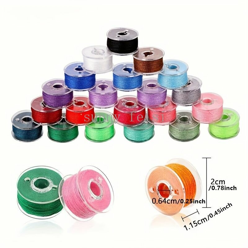 Катушка для швейной машины из 20 штук -предварительно намотанные нитки разных цветов, прочный набор мини-катушек, используемый для повседневного шитья