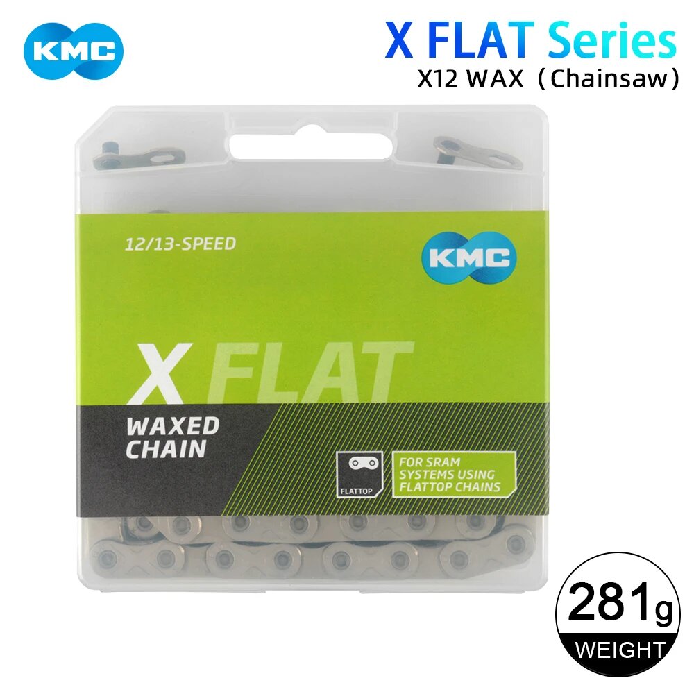 KMC X Flat X12 Wax 12/13-скоростная цепь для SRAM Flattop, серебристый