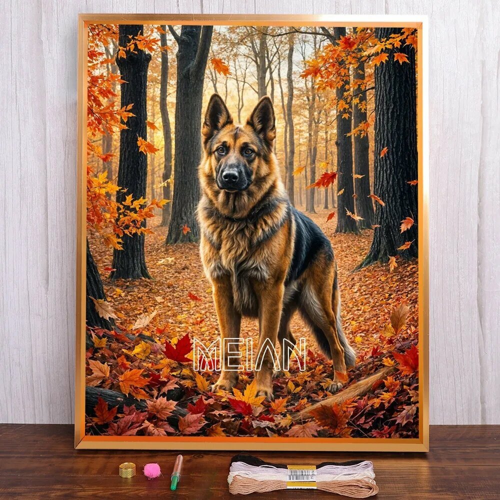 MEIAN Крестный комплект стежка,30x40CM,14CT, Немецкая овчарка
