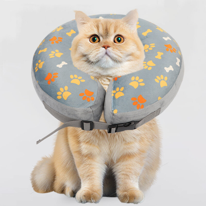 Надувной элизабетинский воротник для собак и кошек - защита после операции, цвет серый, размер S