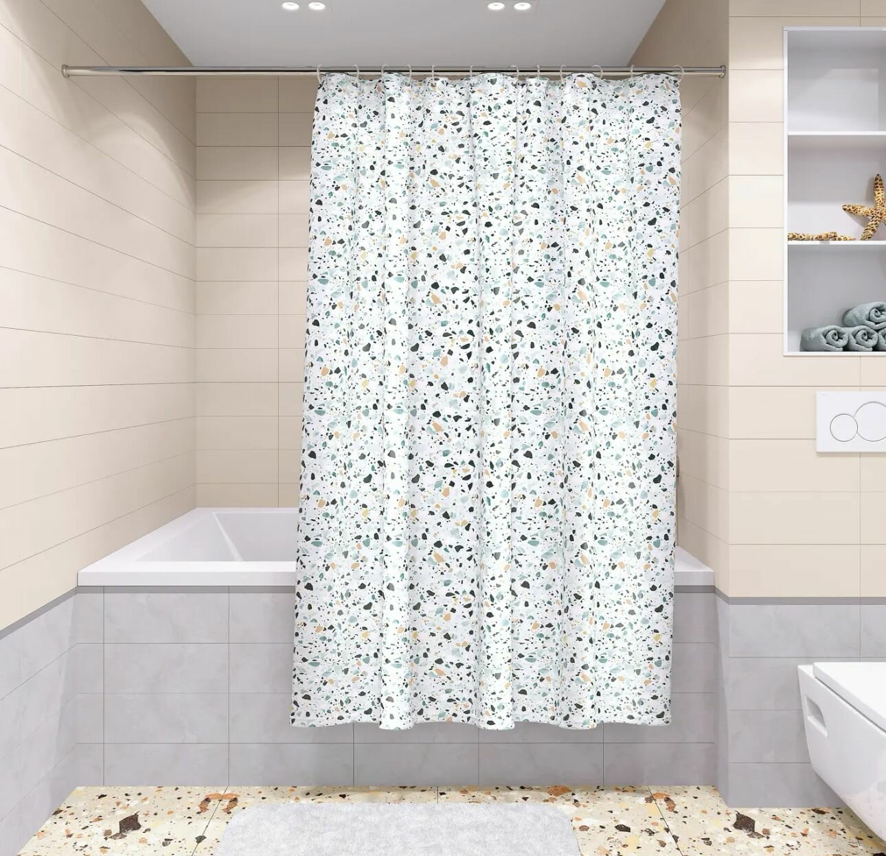 Штора для ванной Lemer Terrazzo 180x200 см полиэстер цвет мультиколор