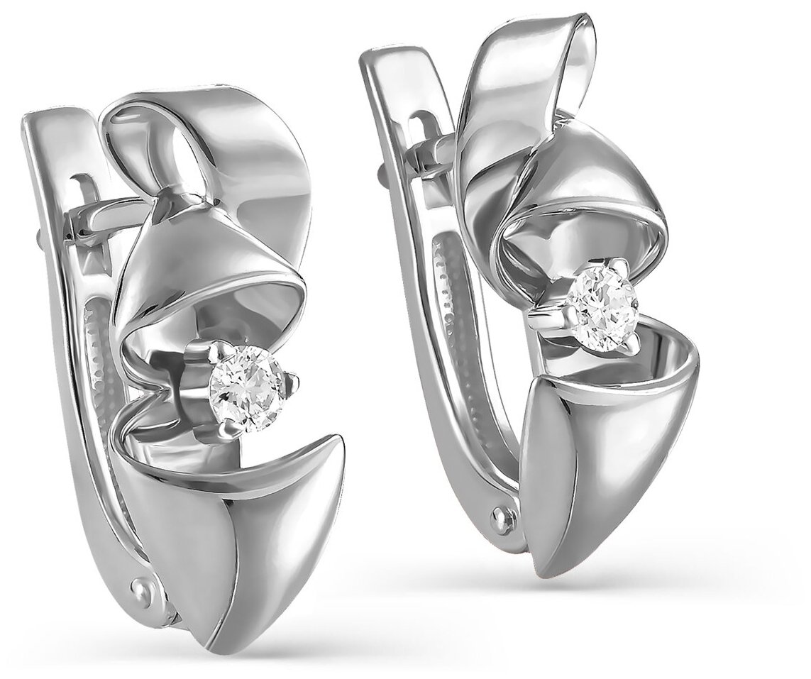 Серьги, белое золото, 585 проба, бриллиант