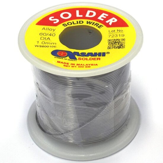 Припой Asahi WS60010E, 1.0мм 0.5кг Sn60/Pb40 без флюса