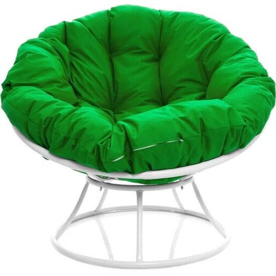 Садовое кресло M-group Папасан без ротанга белое + зеленая подушка