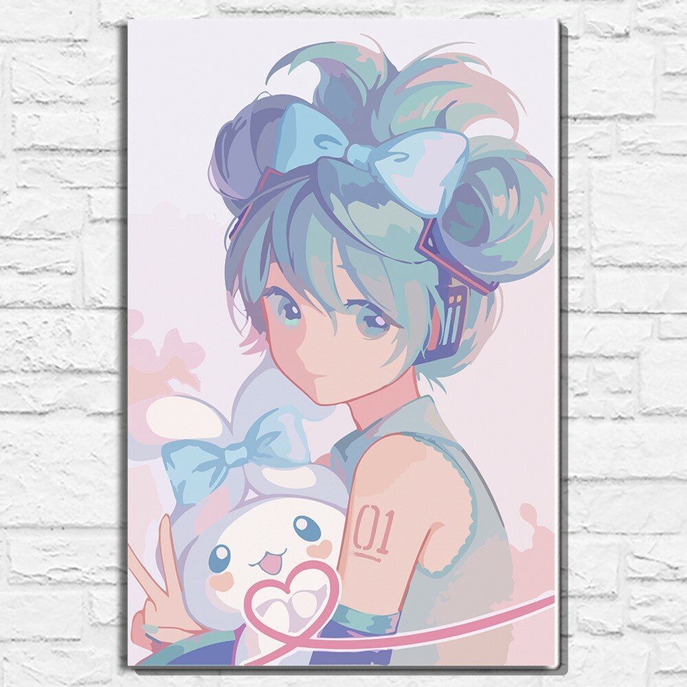 Картина по номерам на холсте аниме мику хацунэ (вокалоид, синаморолл, девушка) - 14902 60х40