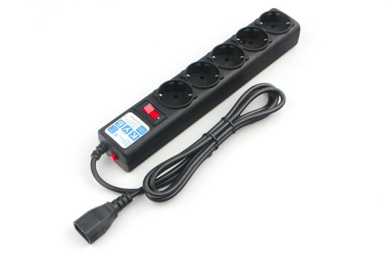 Фильтр сетевой Power CUBE SPG5-В1, 2200 Вт (ПВС 3х0,75), 5 роз, чёрный, 0,5 м, 10А к ИБП/UPS (разъем С14)