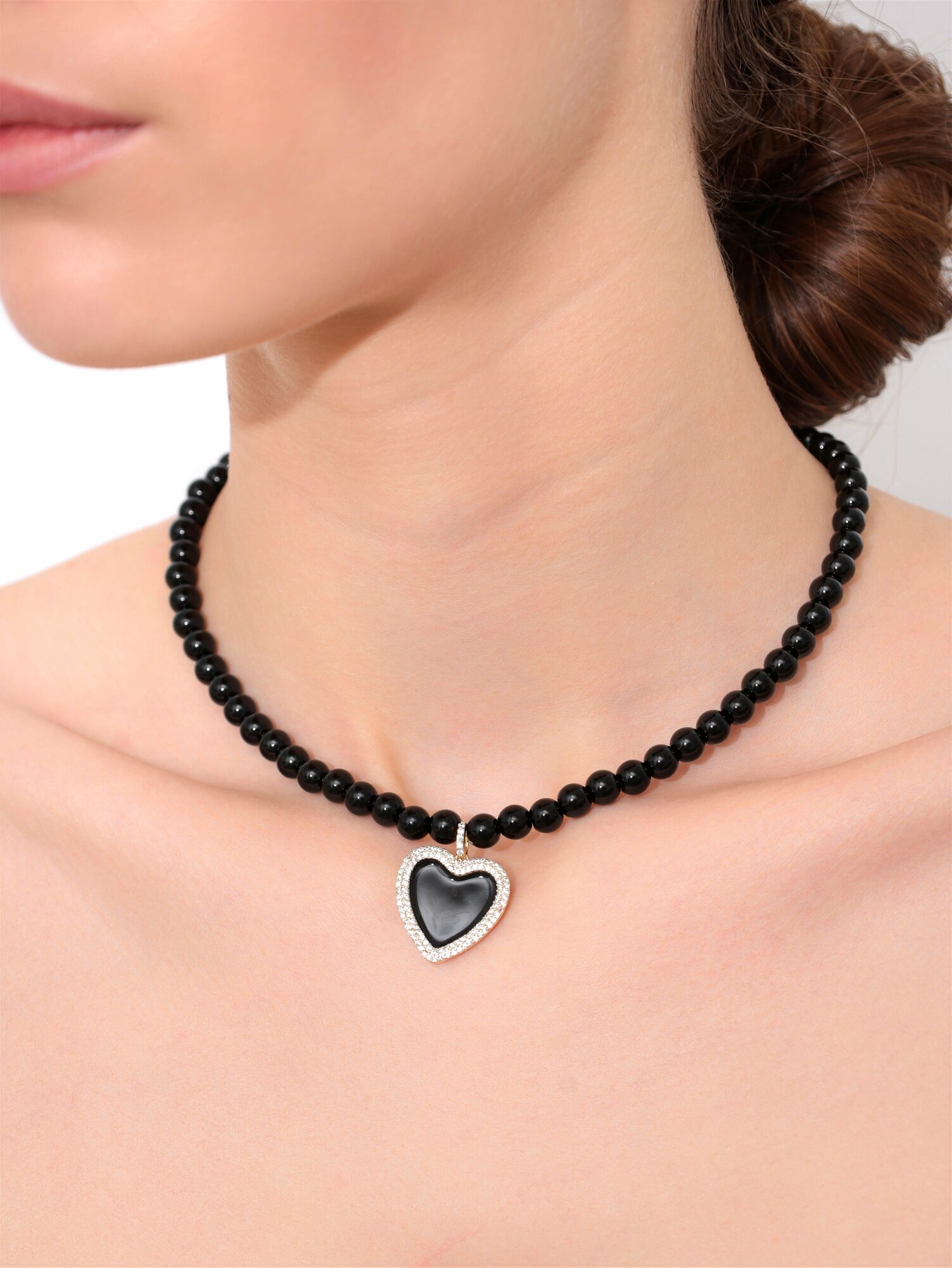 Колье, агат, фианит