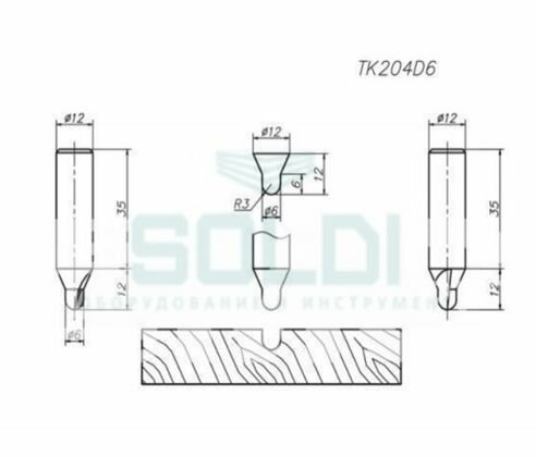 Фреза TK 204 D6 d 12mm PCD