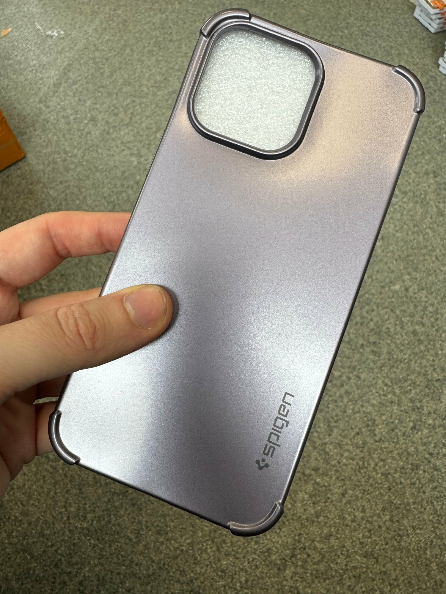 Чехол панель накладка бампер MyPads SPIGEN для iPhone 14 Pro Max тонкая силиконовая крышка светло-серая