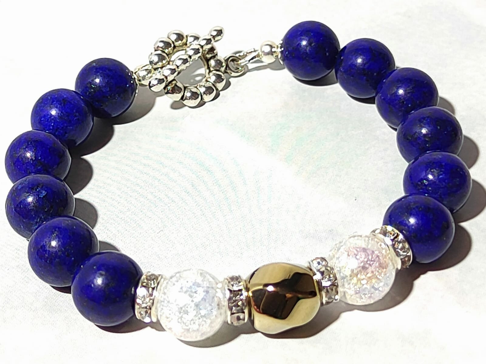 Браслет, гематит, кварц, лазурит