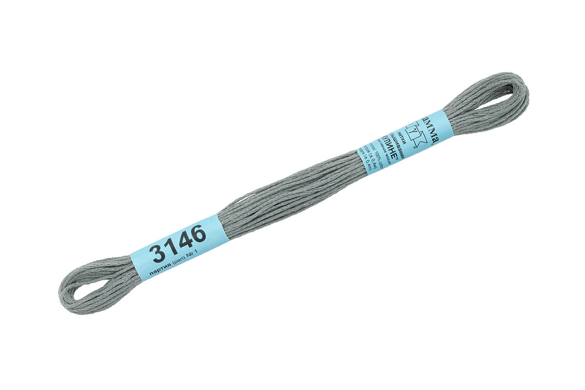 Мулине "Gamma" 100% хлопок 8 м №3146 серый