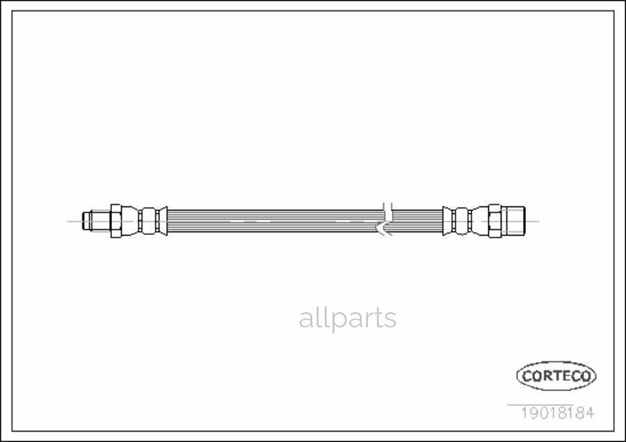 CORTECO 19018184 Шланг тормозной AUDI: 200 2.1 5 E/2.1 5 T 79-82, 200 2.1 5 E/2.1 Turbo/2.1 Turbo quattro 83-91, 80 1.4/1.6/1.6 D/1.6 TD/1.8/1.8 E/1.8 E quattro/1.8 S/1.8 S quattro/1