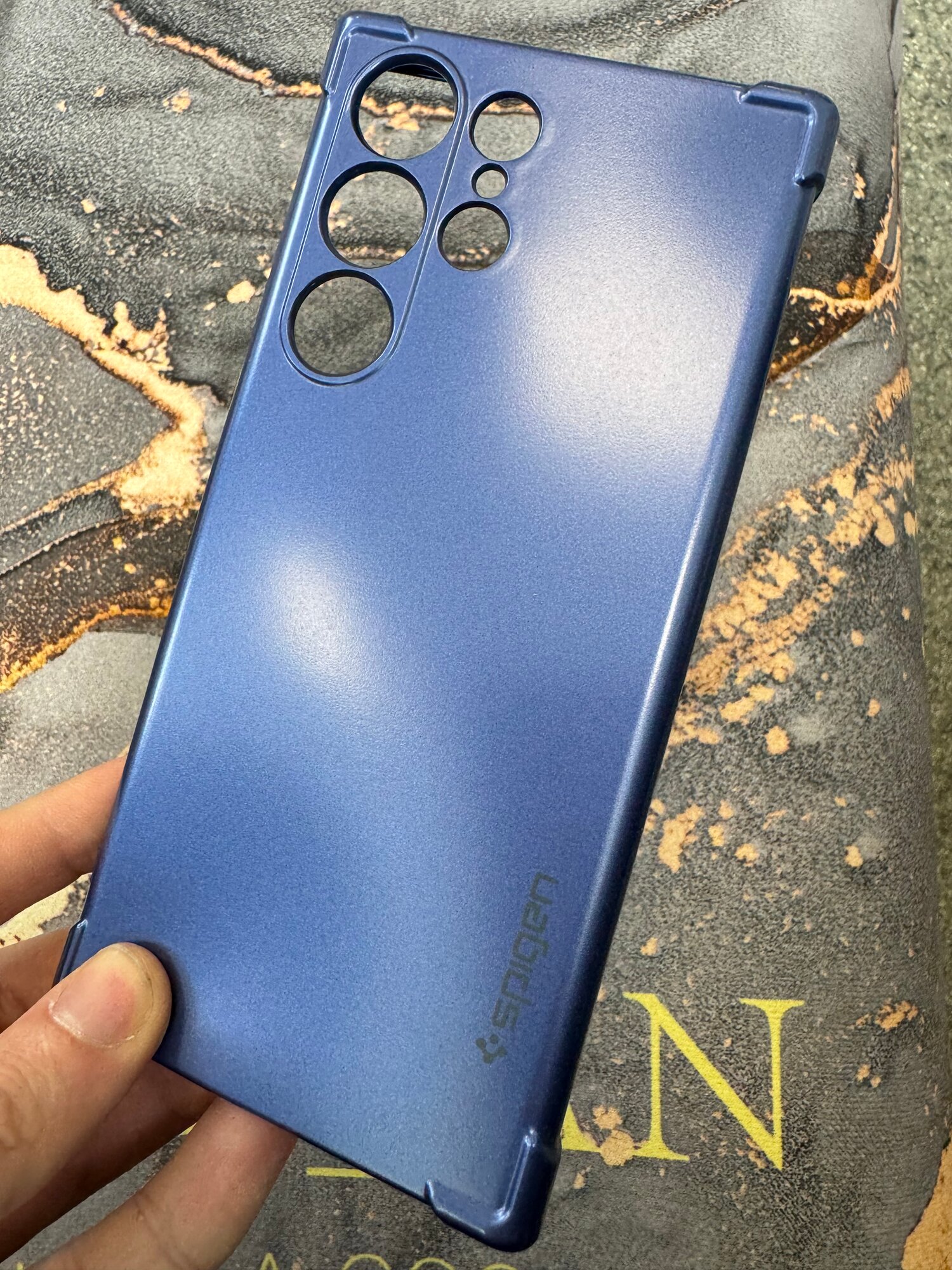 Чехол панель накладка бампер MyPads SPIGEN для Samsung Galaxy S23 Ultra тонкая силиконовая крышка синяя MyPads