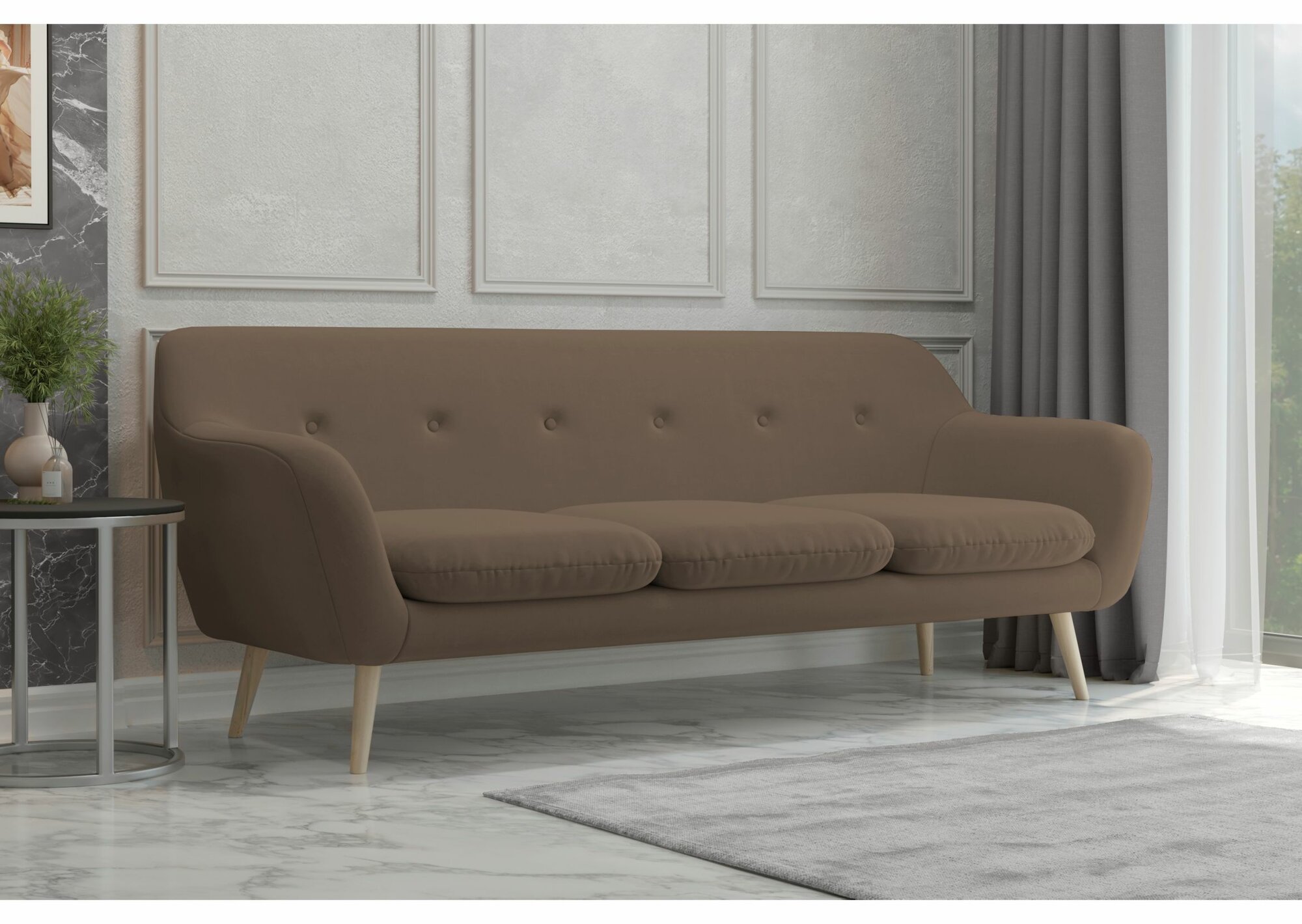 Диван прямой нераскладной Дайсон трехместный в цвете темно-коричневый (шоколад)