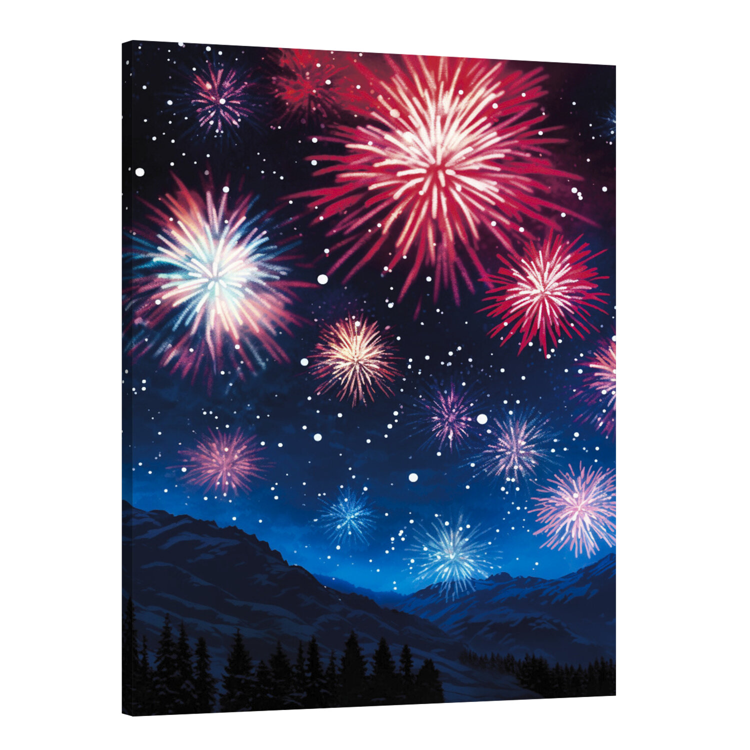 Интерьерная картина 50х70 "Имболк: волшебное сияние снежного фейерверка"