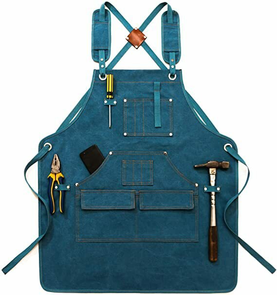 Фартук Amazon, холщовый, многофункциональный, синий