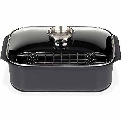 Прямоугольная жаровня Gourmet GSW с крышкой из ароматного стекла и вставкой для гриля, литой алюминий, ø ок. 40 x 26 x В 11 см (оптимизированное распределение тепла на всех типах плит, кроме индукционных)