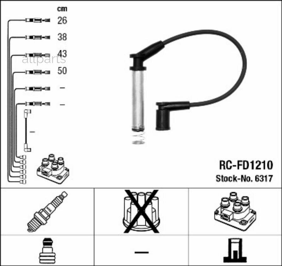 NGK-NTK RCFD1210 RC-FD 1210 к-кт проводов!\ Ford Fiesta/Ka/Street Ka 1.3/1.6 96>