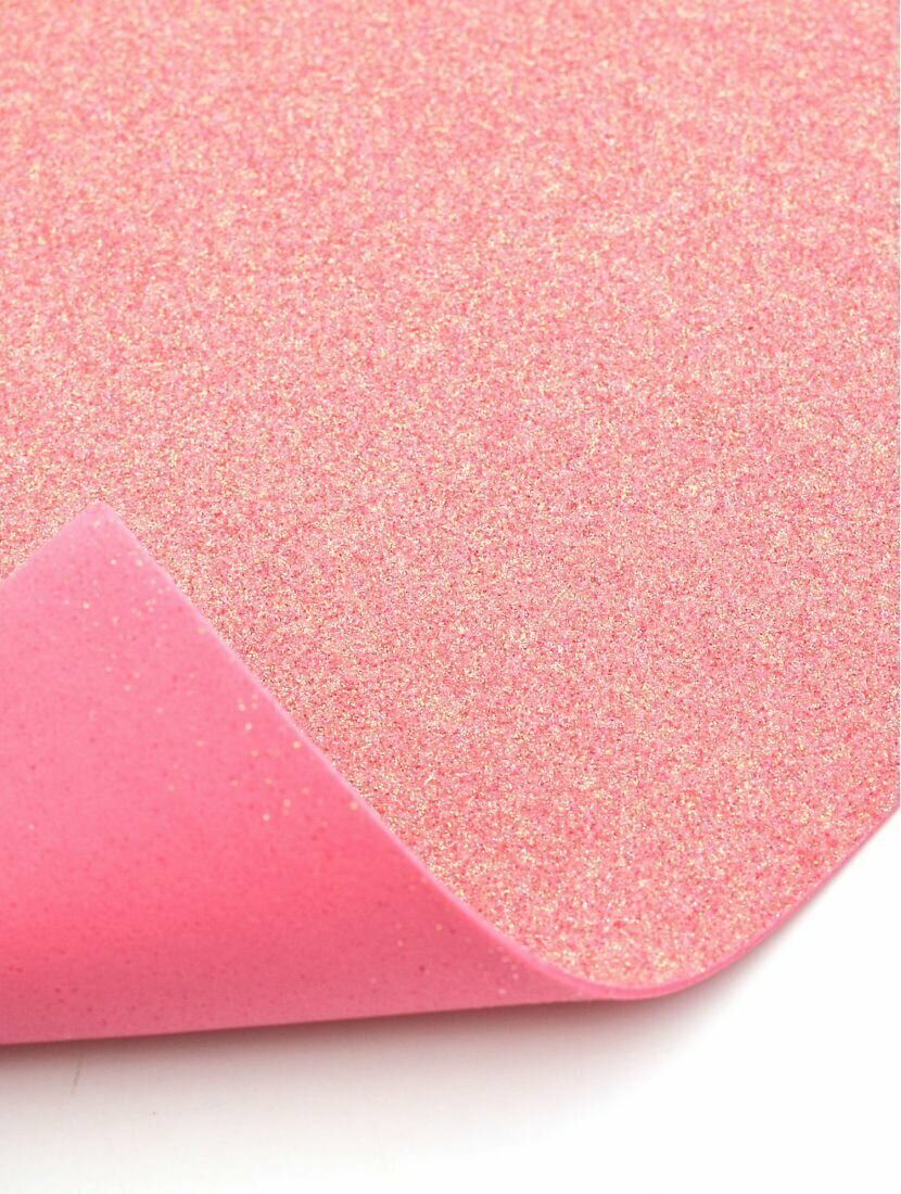 Цветная пористая резина (фоамиран) с блеском для поделок и творчества, Komas, 20х30 см, толщина 2 мм, 10 листов, светло-розовый/ Фоамиран с блестками (глиттерный) А4