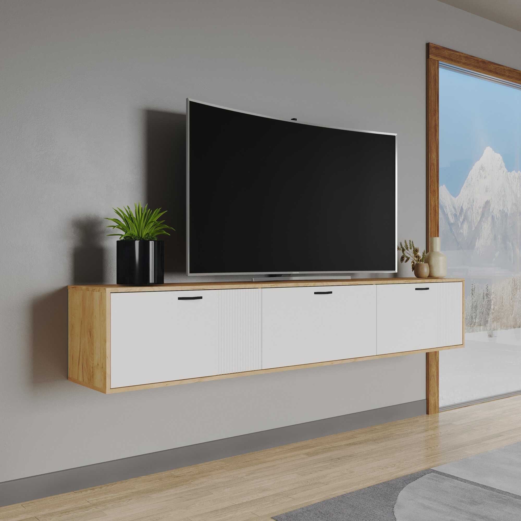 Тумба ТВМ-9 дуб крафт золотой/карбон фарфор (Микон)