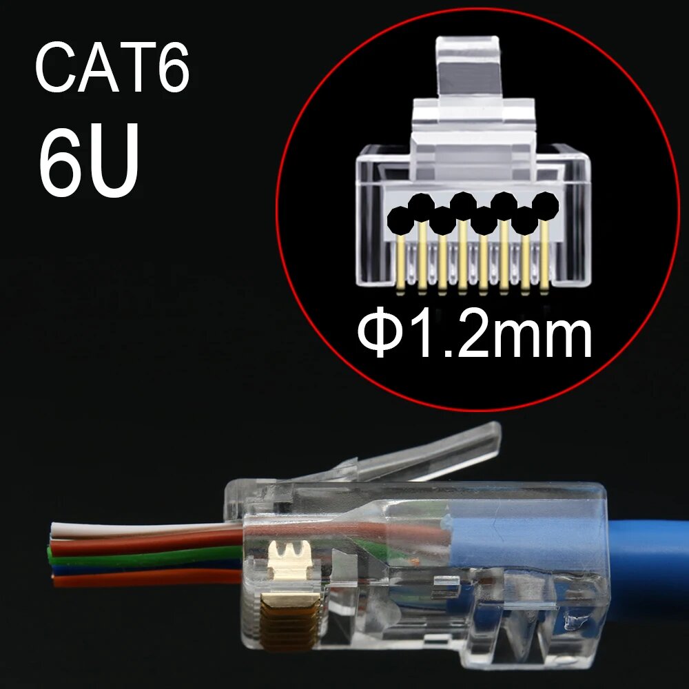 Коннектор RJ45 Cat6 6U, 100шт