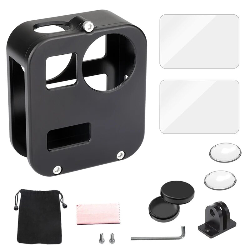 Защитный чехол из алюминиевого сплава для GoPro MAX 360, металлическая рамка, корпус + крышка объектива + Защита экрана для Go Pro, аксессуары