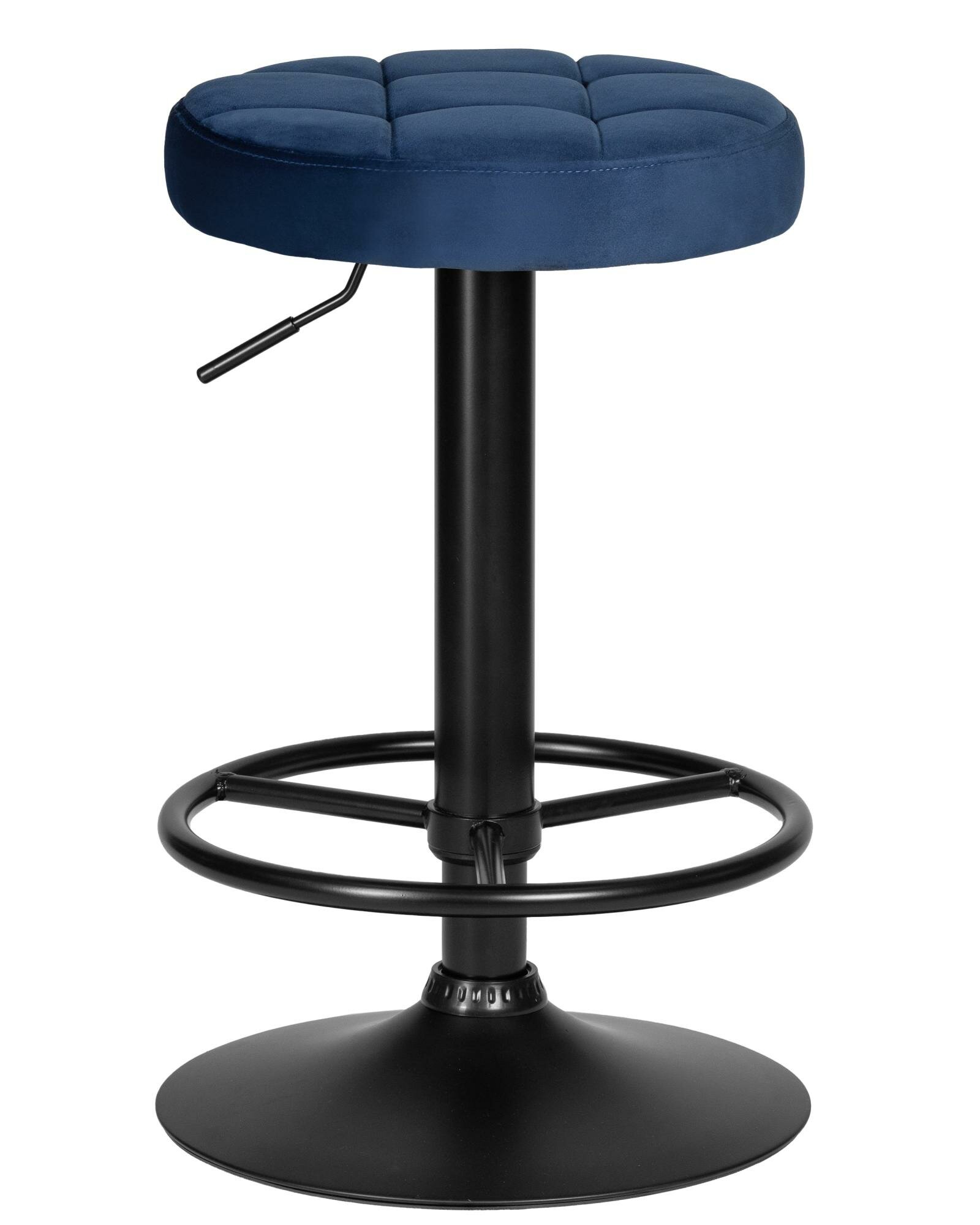 Табурет BRUNO (MJ9-117) STOOL MARKET синий, черный, велюр, металл, мягкое сиденье, без подлокотников