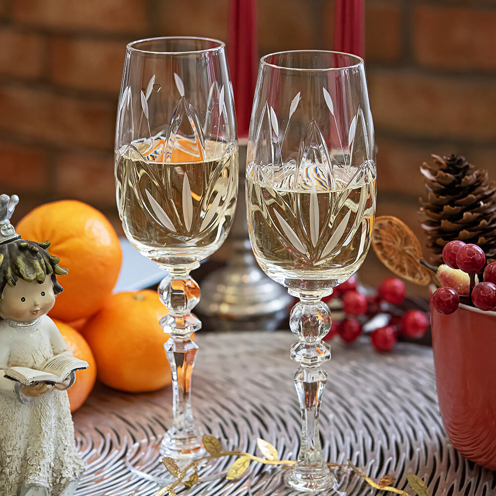 Хрустальные бокалы для шампанского, игристых вин, объем 210 мл, набор фужеров 6 шт, Неман 7565 900/42