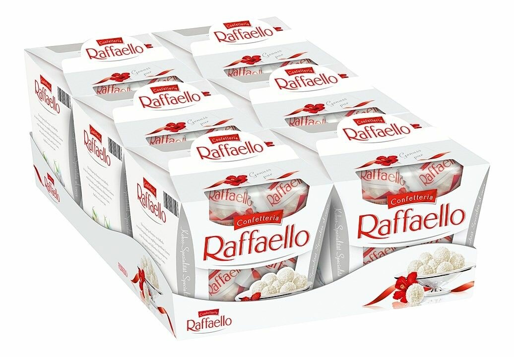 Raffaello/ Конфеты с цельным миндальным орехом в кокосовой обсыпке, 150 г, 6 уп