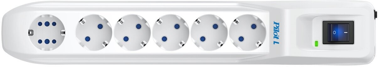 Сетевой фильтр Pilot L 1.8м 6 розеток (5 Евро+1 двойная розетка стандарта Gadget Parking) светло-серый Pilot L GP 1.8m
