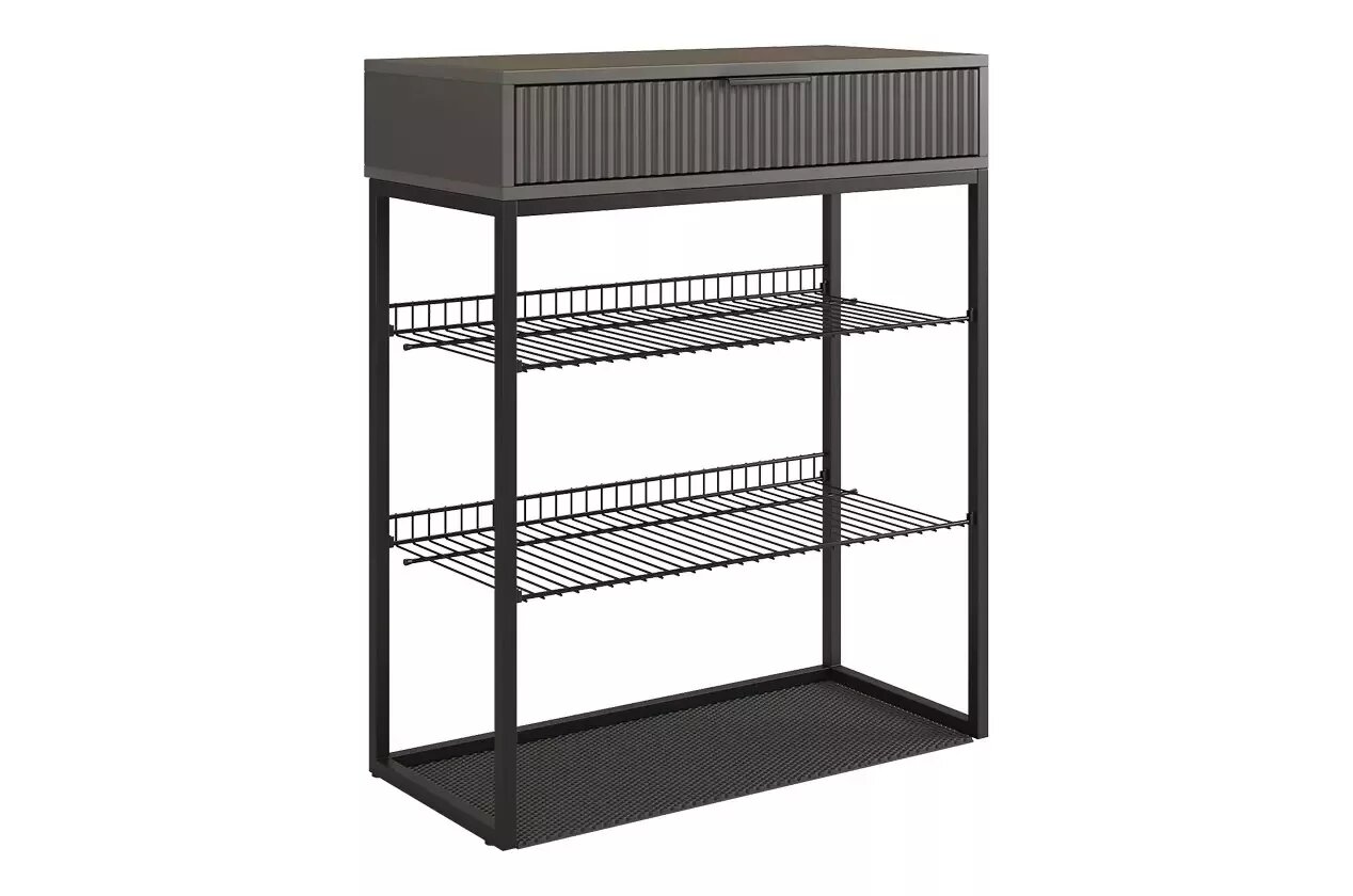 Обувница «Вельвет», открытая, графит/черный муар (750х334х905)