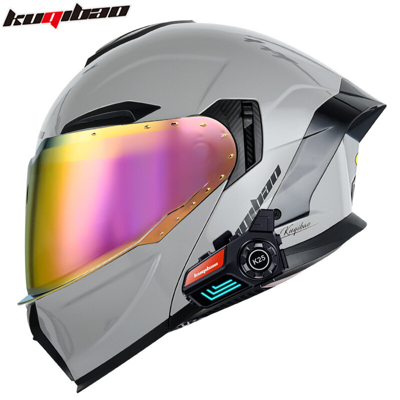 Шлем Chibao K25, с Bluetooth, яркий цементно-серый, 2XL