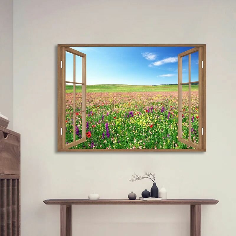 Картина "Вид из окна", холст, на подрамнике, печать, 50x70 см