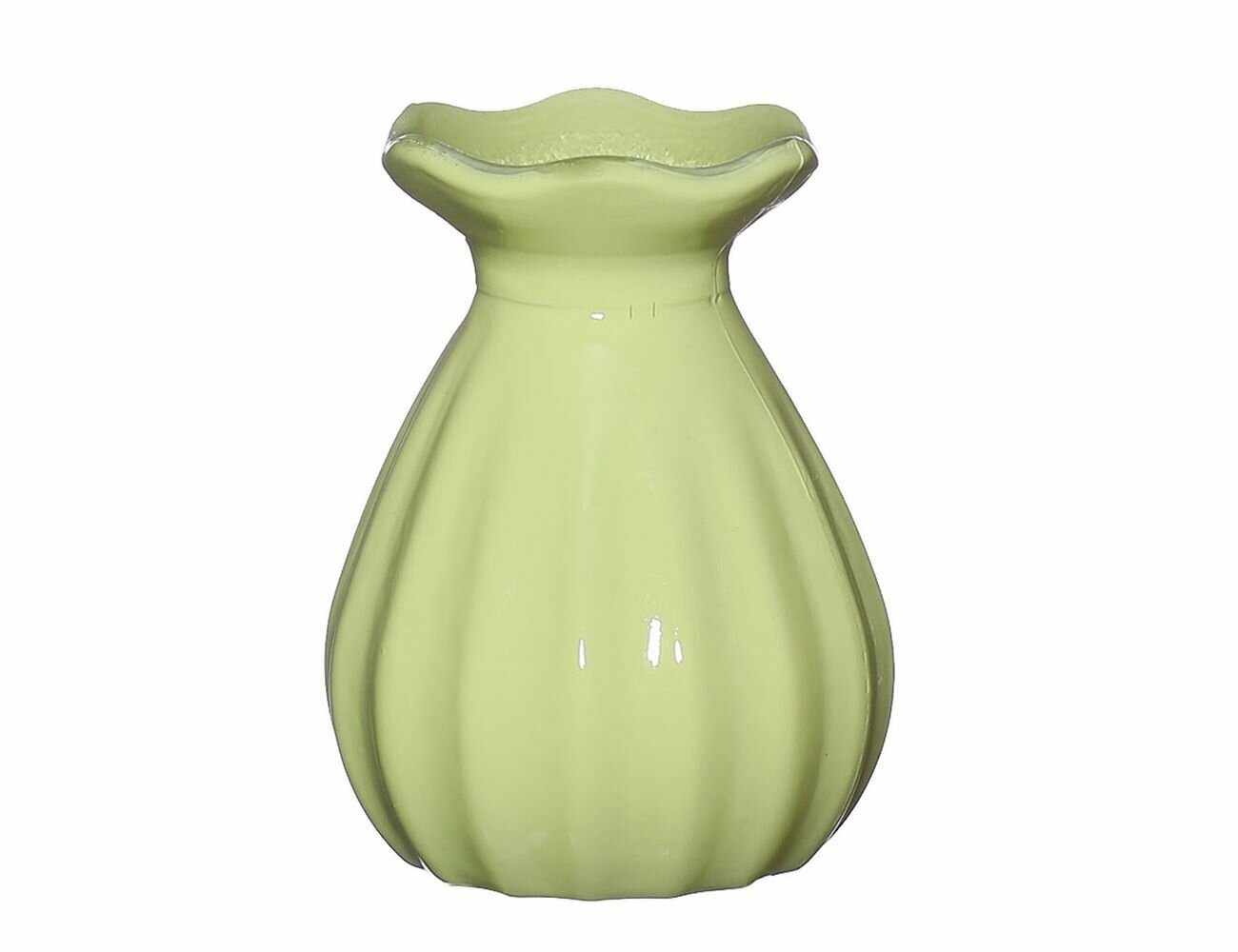 Стеклянная ваза фисташковый мотив, светло-зелёная, 9 см, 4 SEASONS 29805-2