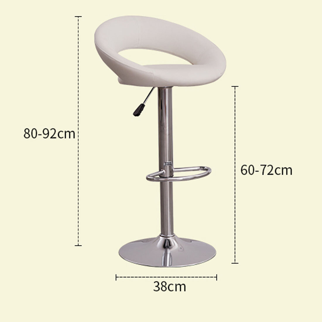 Круглый барный стул с регулировкой высоты Balance Enigma (белый, серебристая ножка)