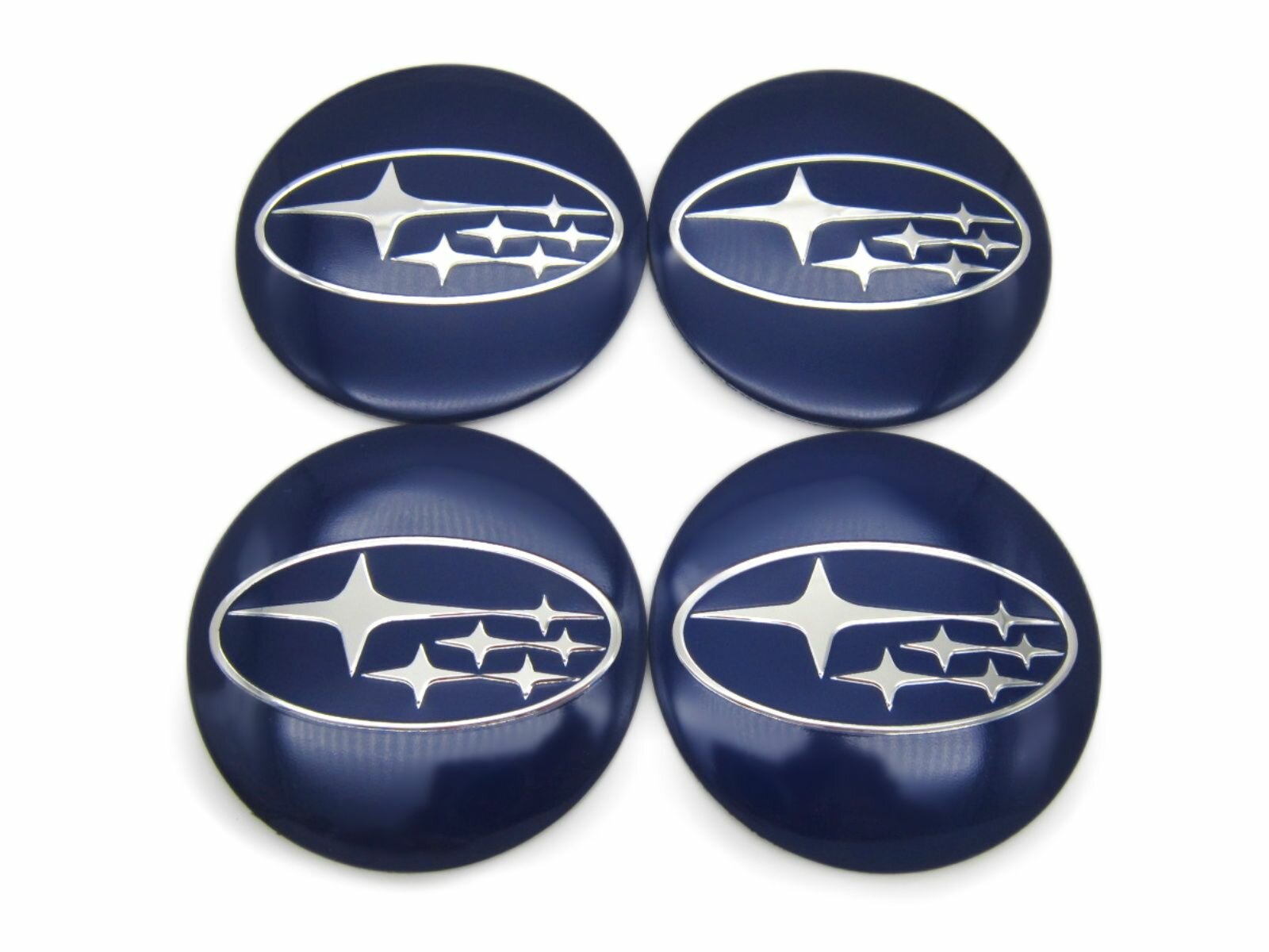 Наклейки на колесные диски Subaru синие D-56 mm