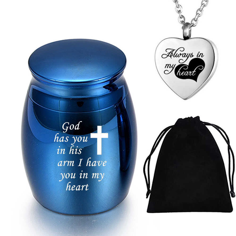 Small Urn for Human Ashes Keepsake Mini Cremation Urn w/Urn Necklace&Velvet bag