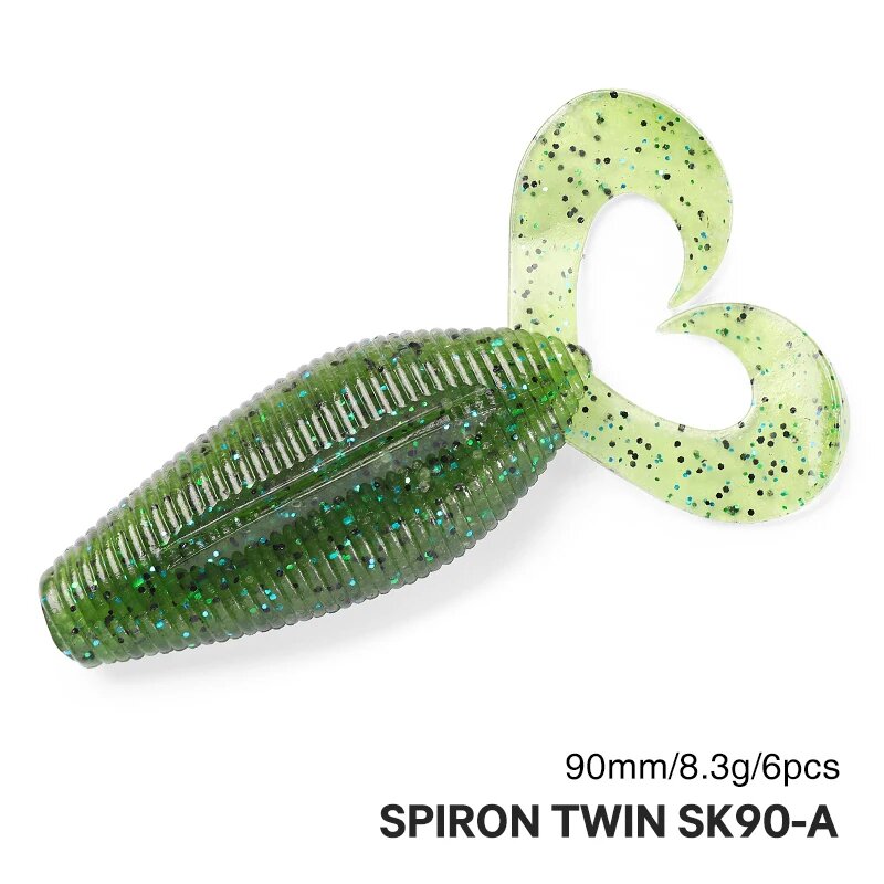 TSURINOYA Twin Tail SPIRON TWIN 6 шт. приманка для рыбалки Зеленый, SPIRON TWIN-A