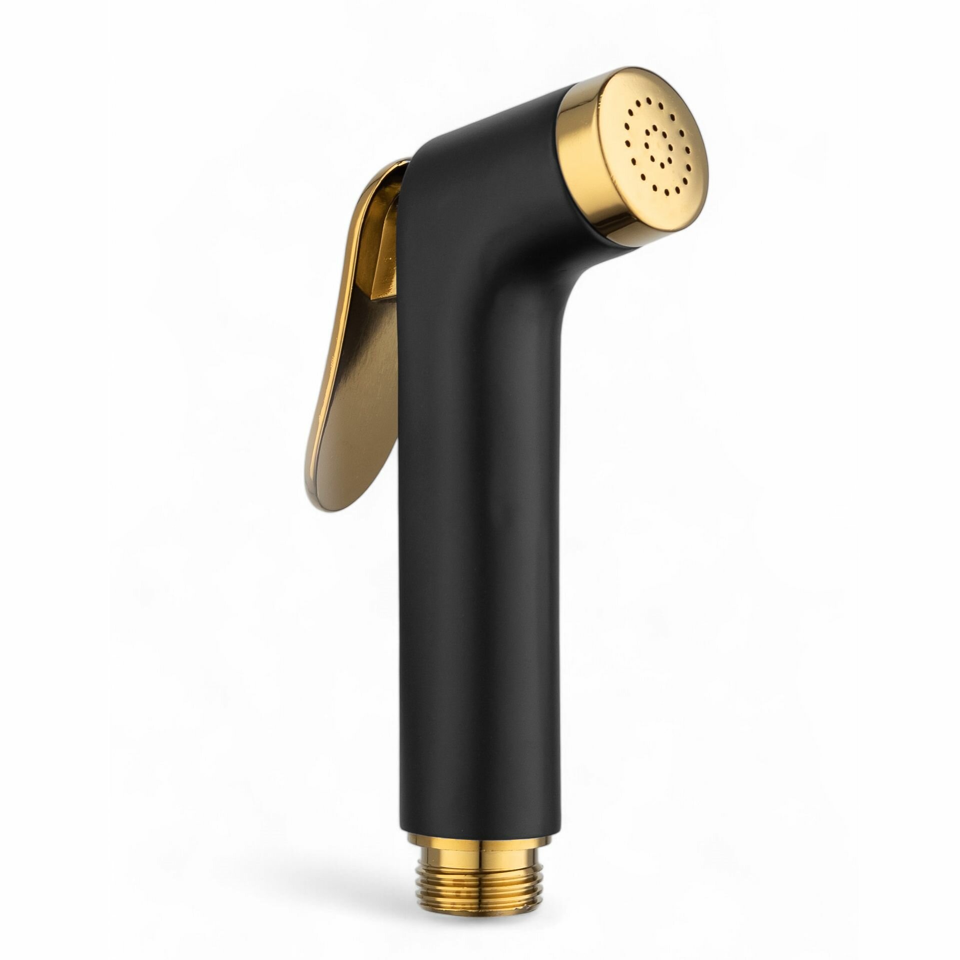 Лейка для биде черная матовая с золотыми вставками из латуни