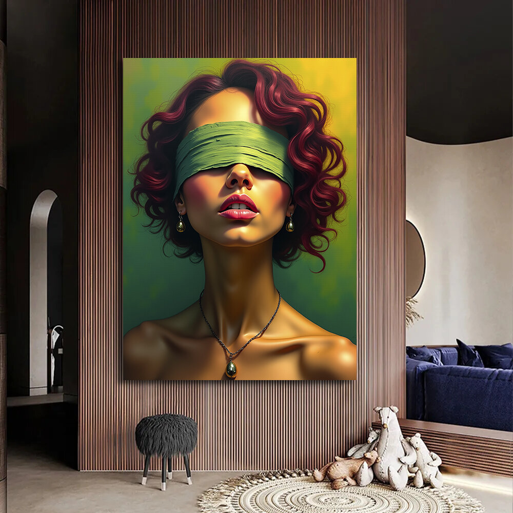 Картина на стену / Девушка загадка, эро повязка на лице, постер в интерьер / поп арт, 30х40 см.