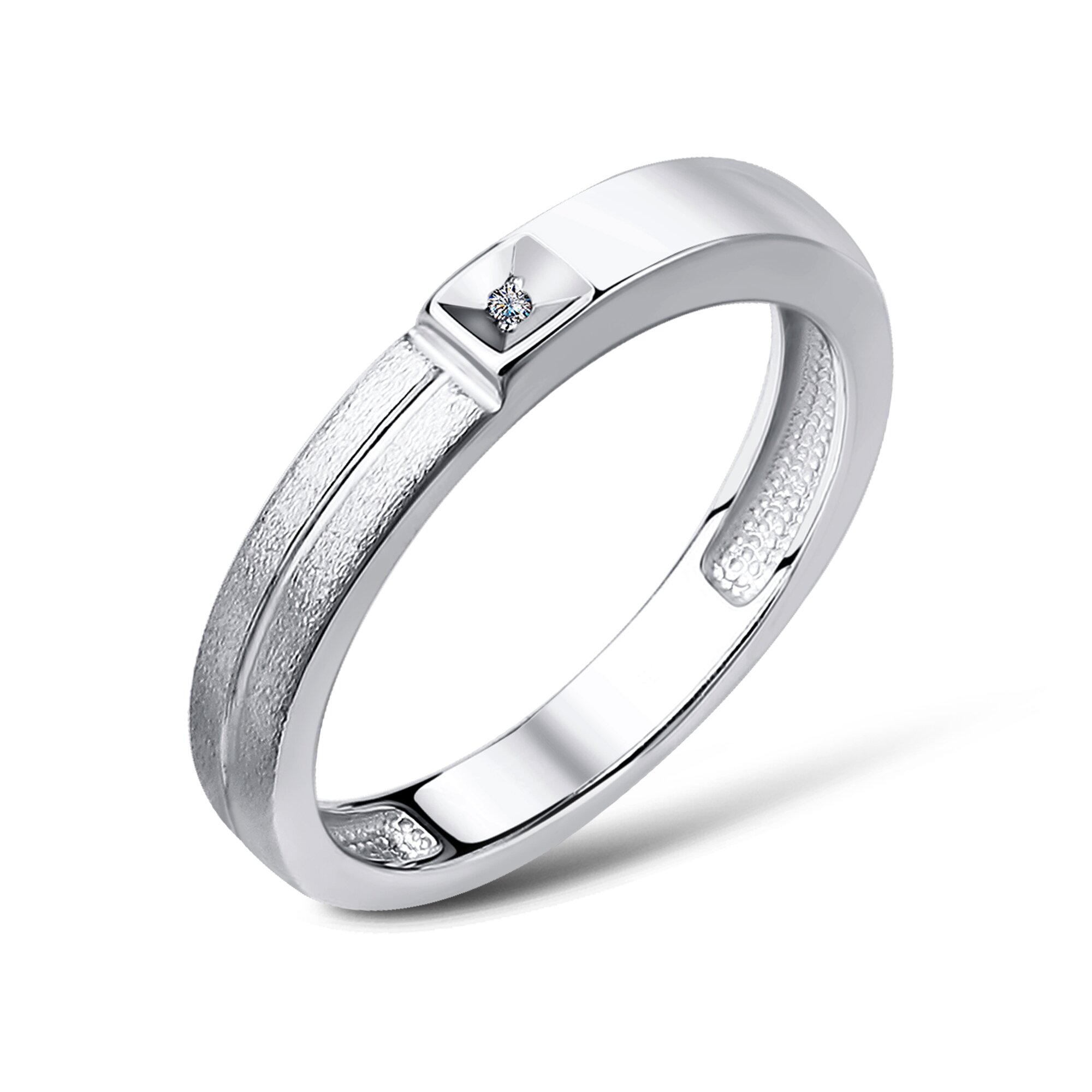 Кольцо, серебро, 925 проба, родирование, бриллиант