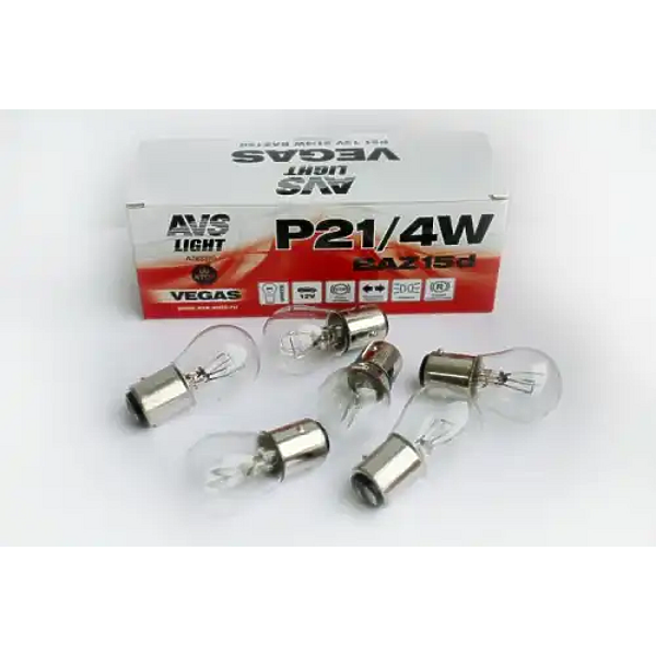 AVS A78339S (A78339S_AV1) лампа p21 / 4w(baz15d) 12v vegas box(10 шт.), смещ. штифт\