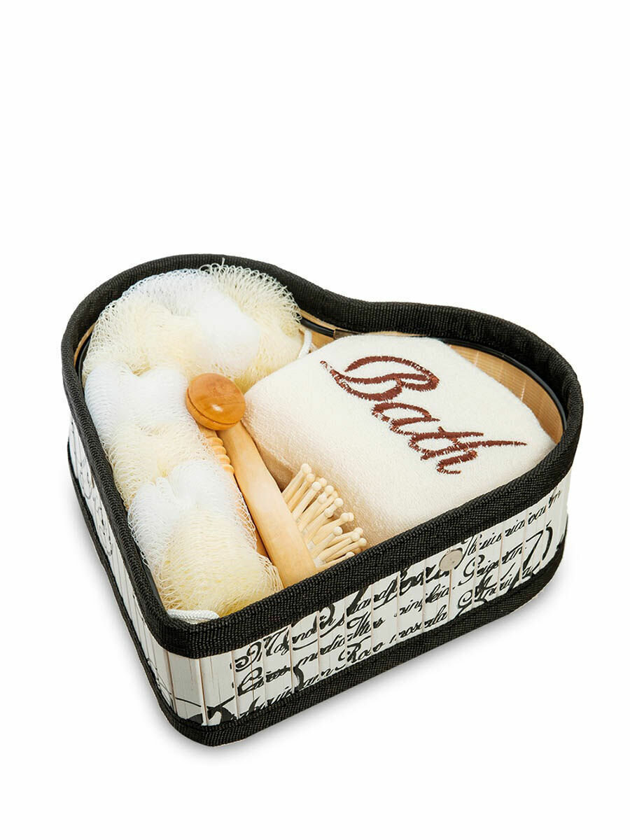 Набор для бани с массажером и расческой "Сердце"