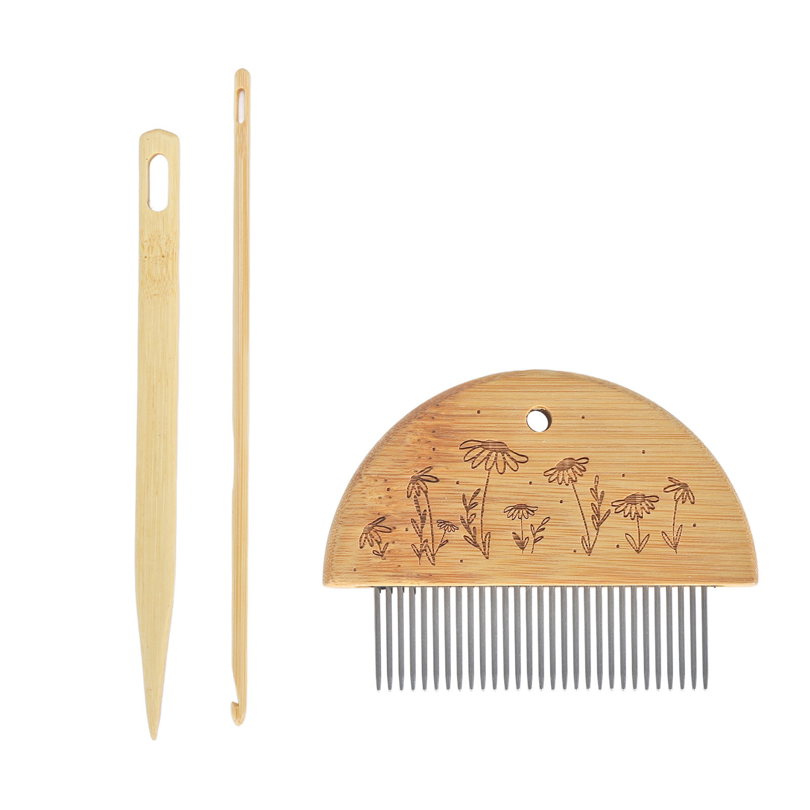 Weaving Loom Comb Professional Wooden Big Eye Needle 4mm Crochet Set for Making DIY Crafts Tool Type 2