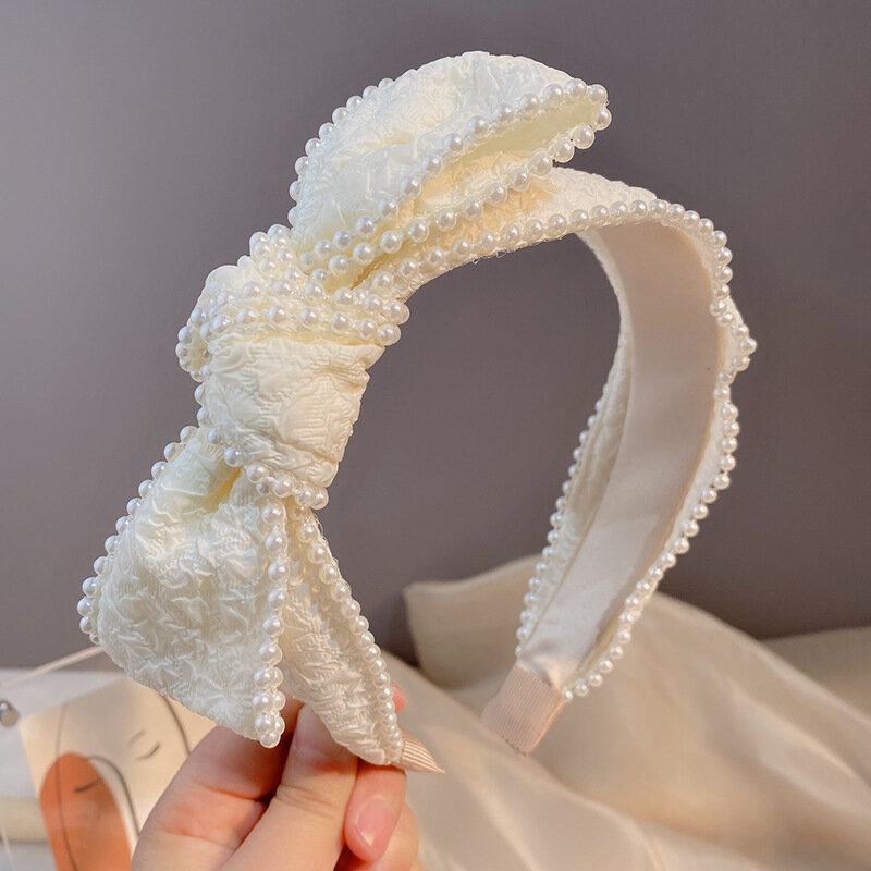 Повязка на голову "Весенне-летний французский ретро-стиль", с бантом, белая